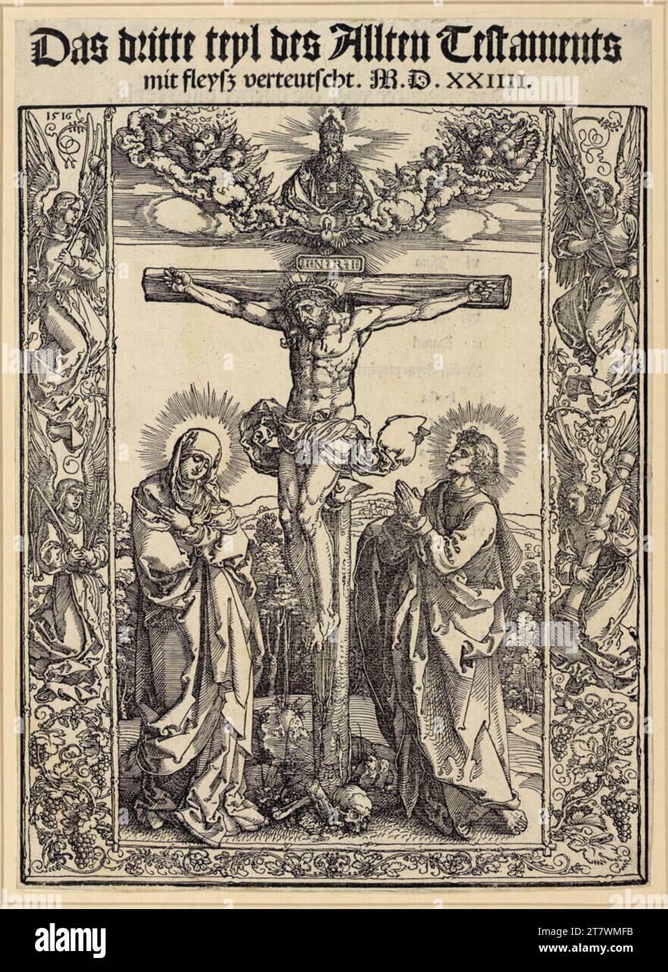 Albrecht Dürer Christ on the cross with the angel border (title page of the 3rd part of Martin ...