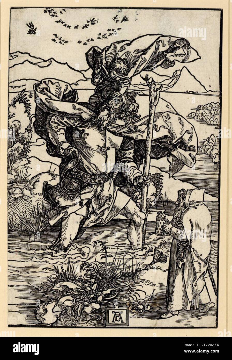 Albrecht Dürer Saint Christophorus with the bird train. Woodcut; Sheet ...
