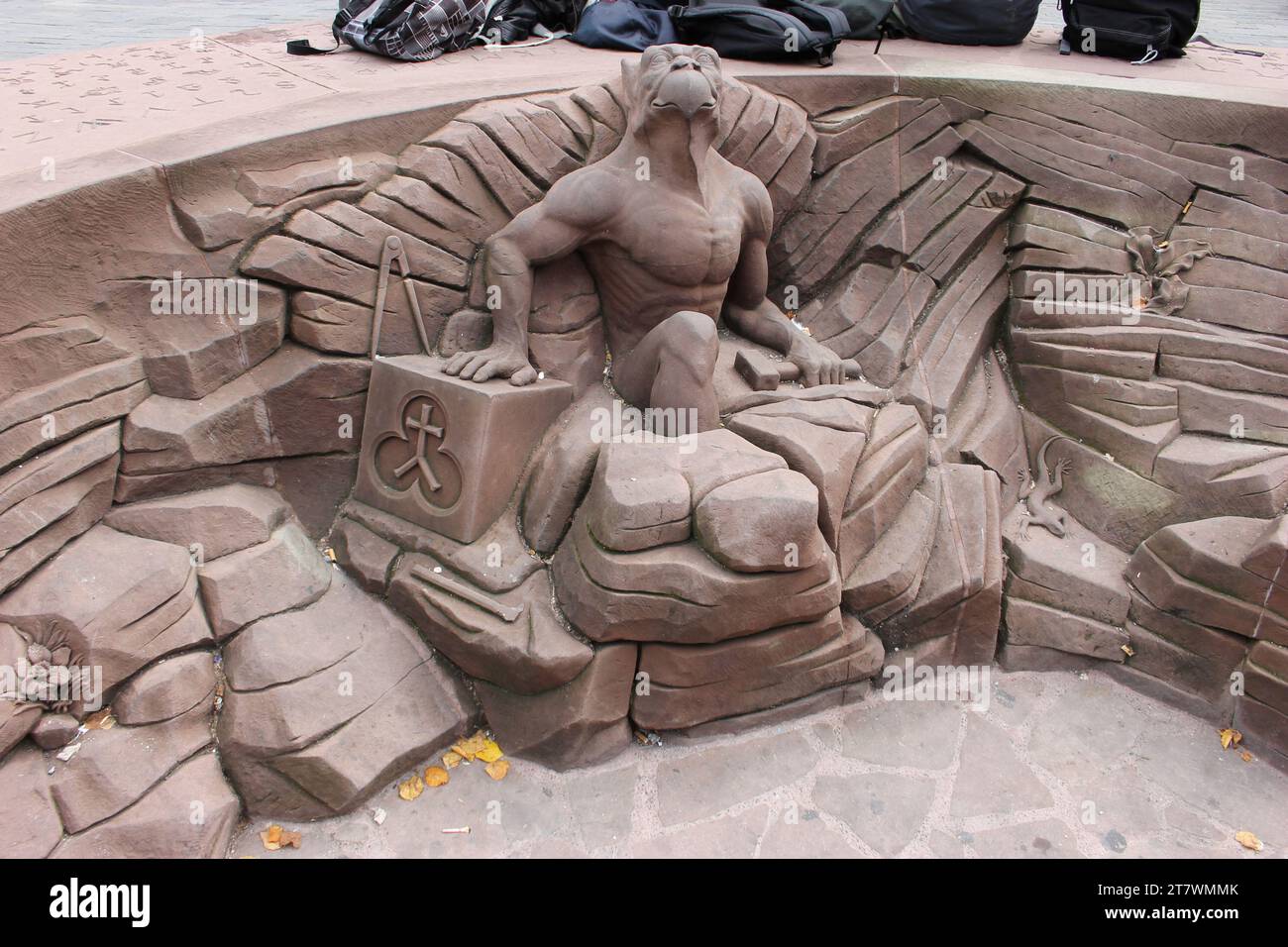 Cathedral Builders Statue in the french city of Strasbourg on Place du ...