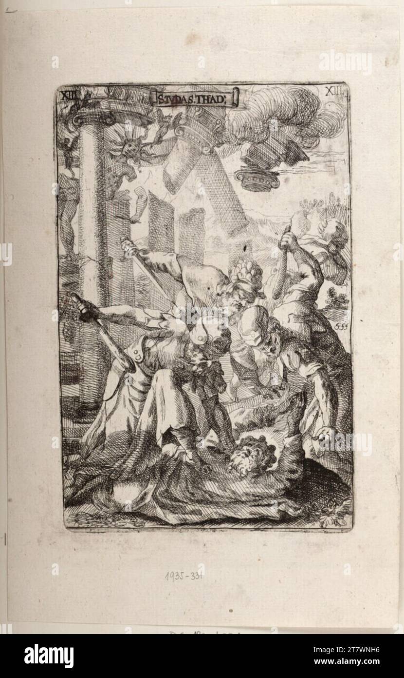 Josef Ferdinand Fromiller The martyrdom of St. Judas Thaddäus. etching ...