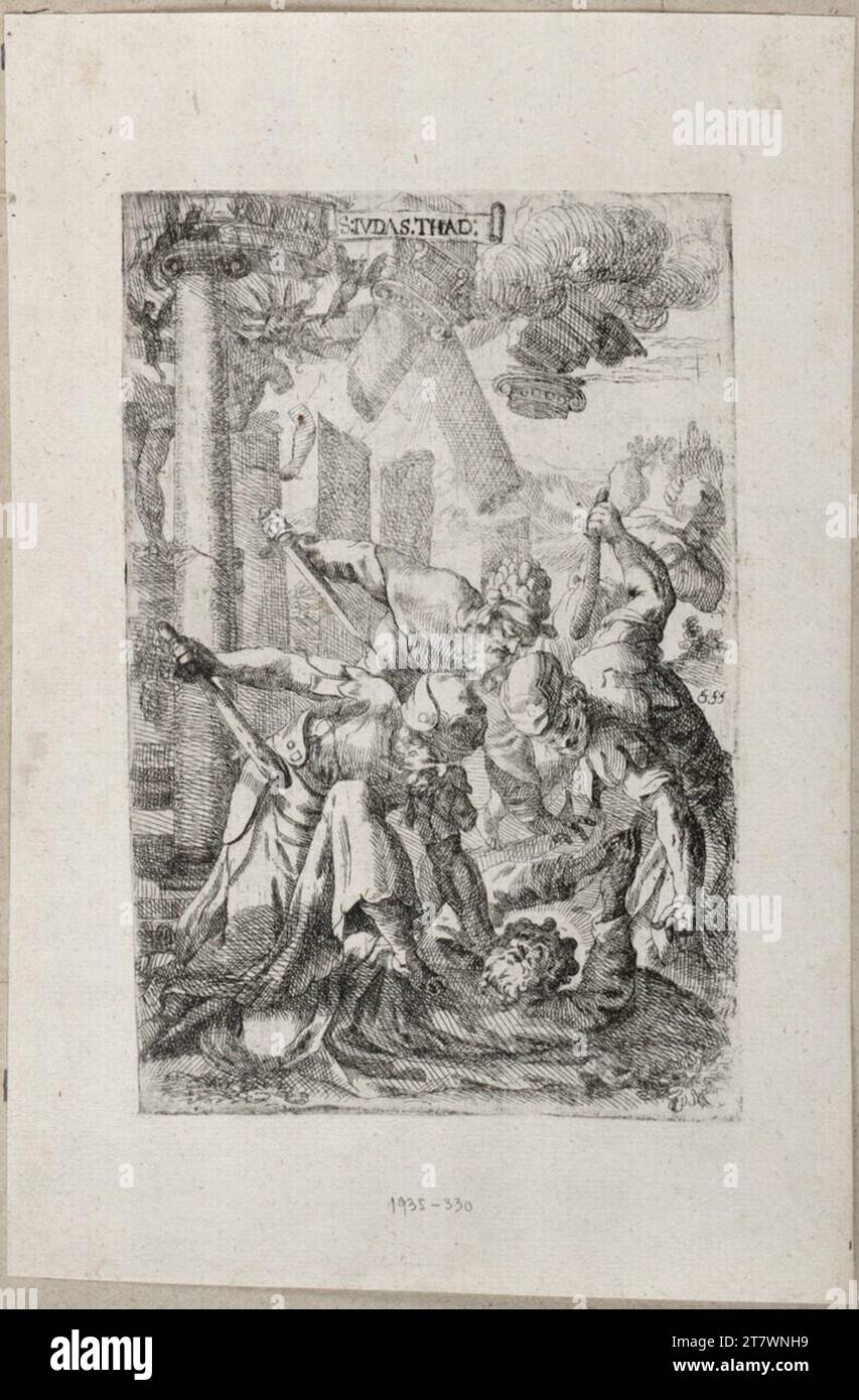 Josef Ferdinand Fromiller The martyrdom of St. Judas Thaddäus. etching ...