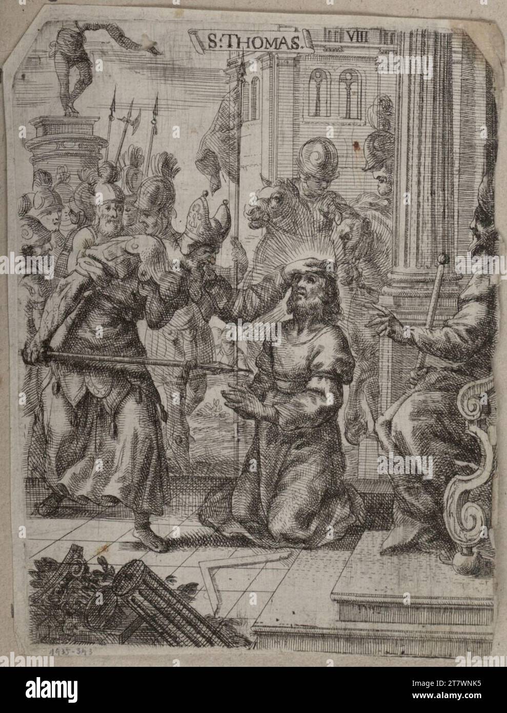 Josef Ferdinand Fromiller The martyrdom of St. Thomas. etching Stock ...