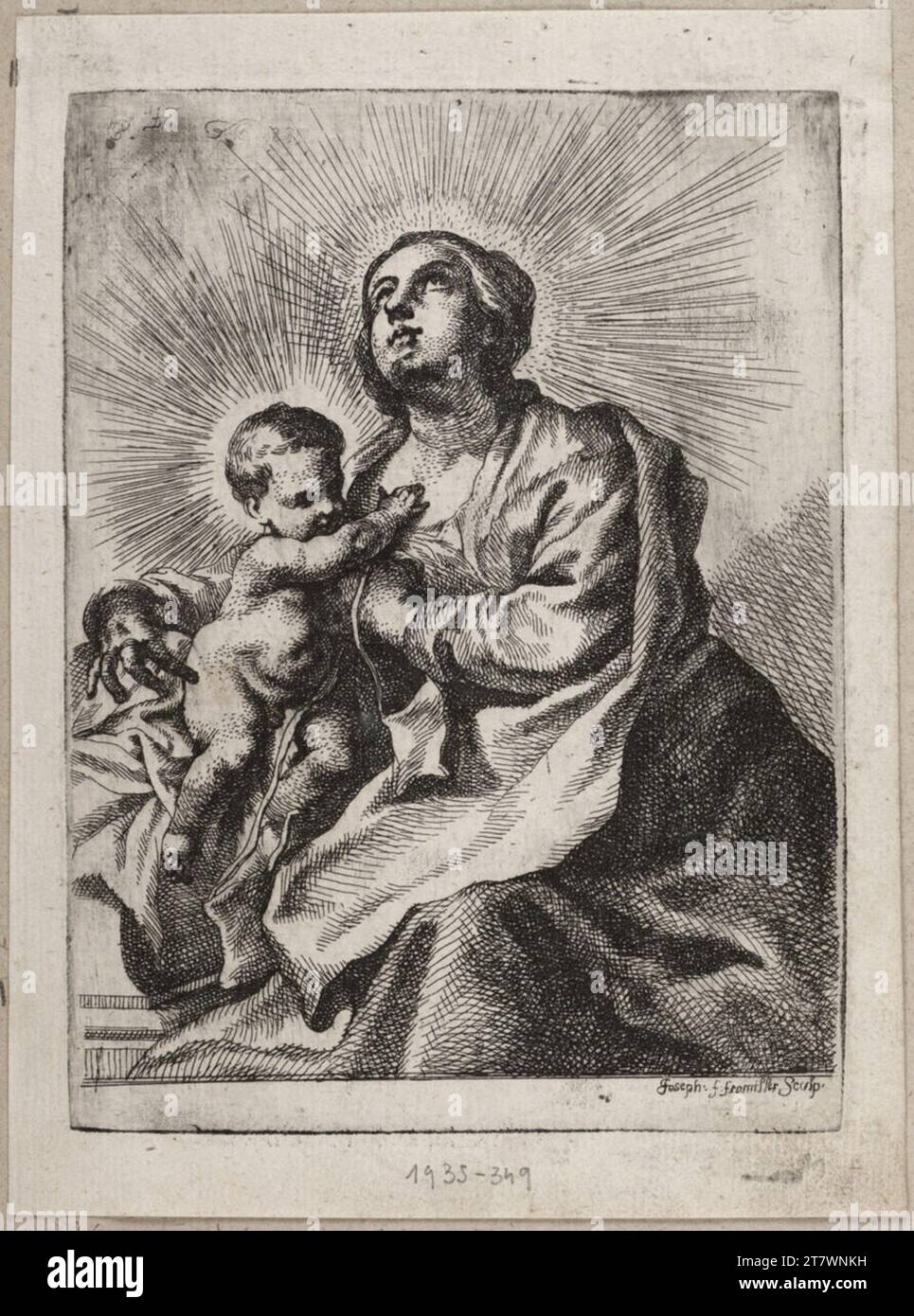Josef Ferdinand Fromiller Maria with child. etching Stock Photo - Alamy