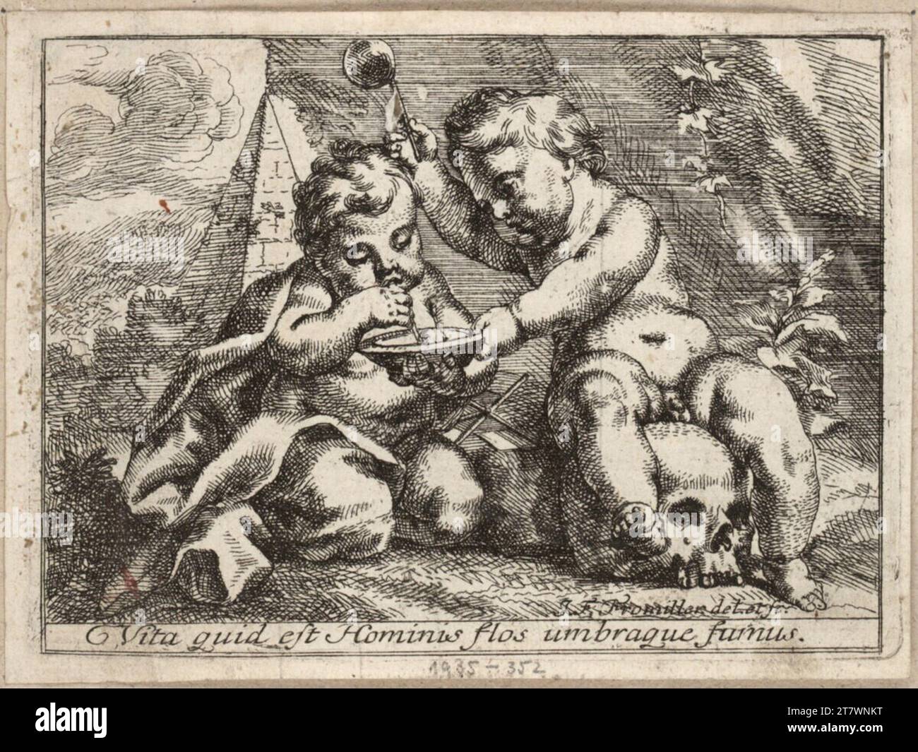 Josef Ferdinand Fromiller Playing children. etching Stock Photo - Alamy