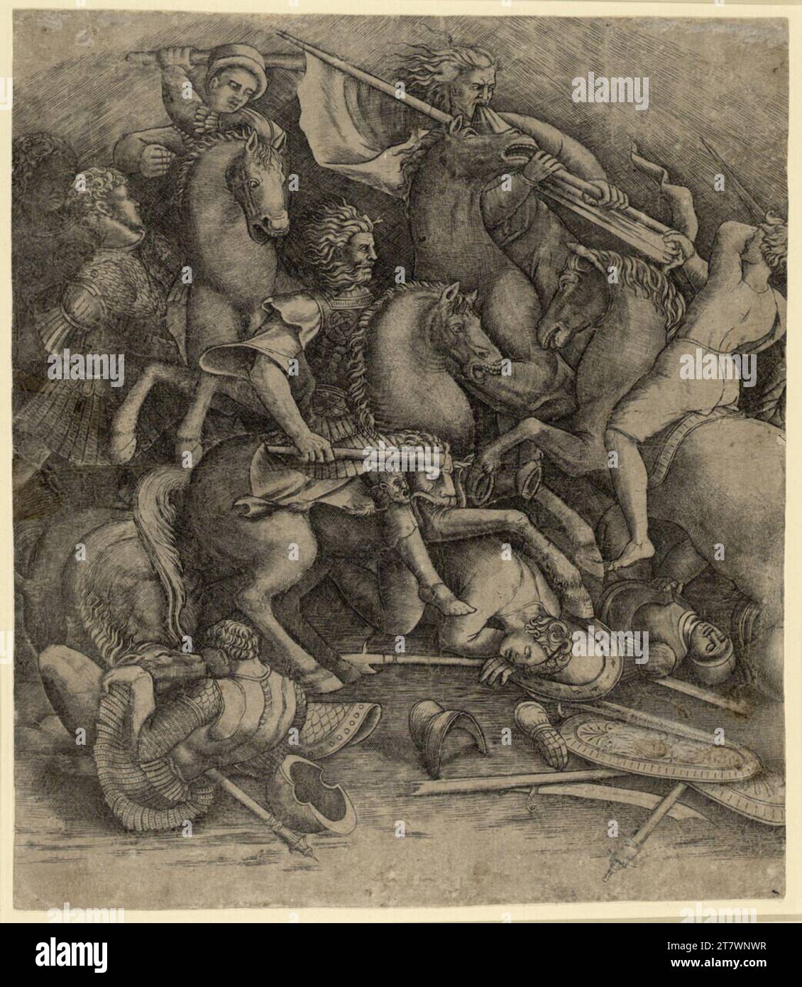 Anonym Battle of Roman cavalry. Copper engraving print (Begining 16 ...