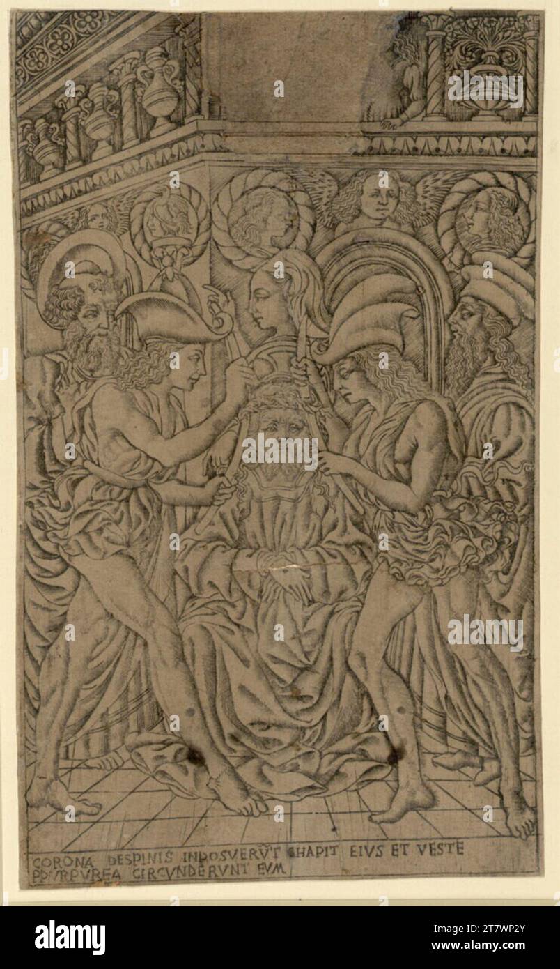 Meister der Wiener Passion The crowning thread. Copper engraving print ...