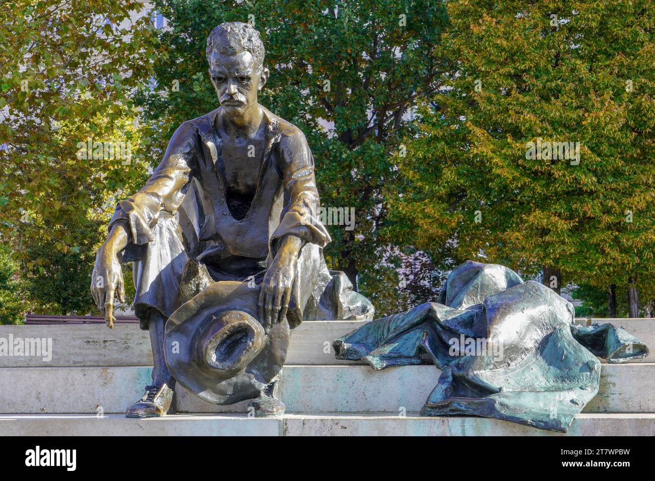 Budapest, Hungary, November 3, 2023: The statue of Attila József in ...