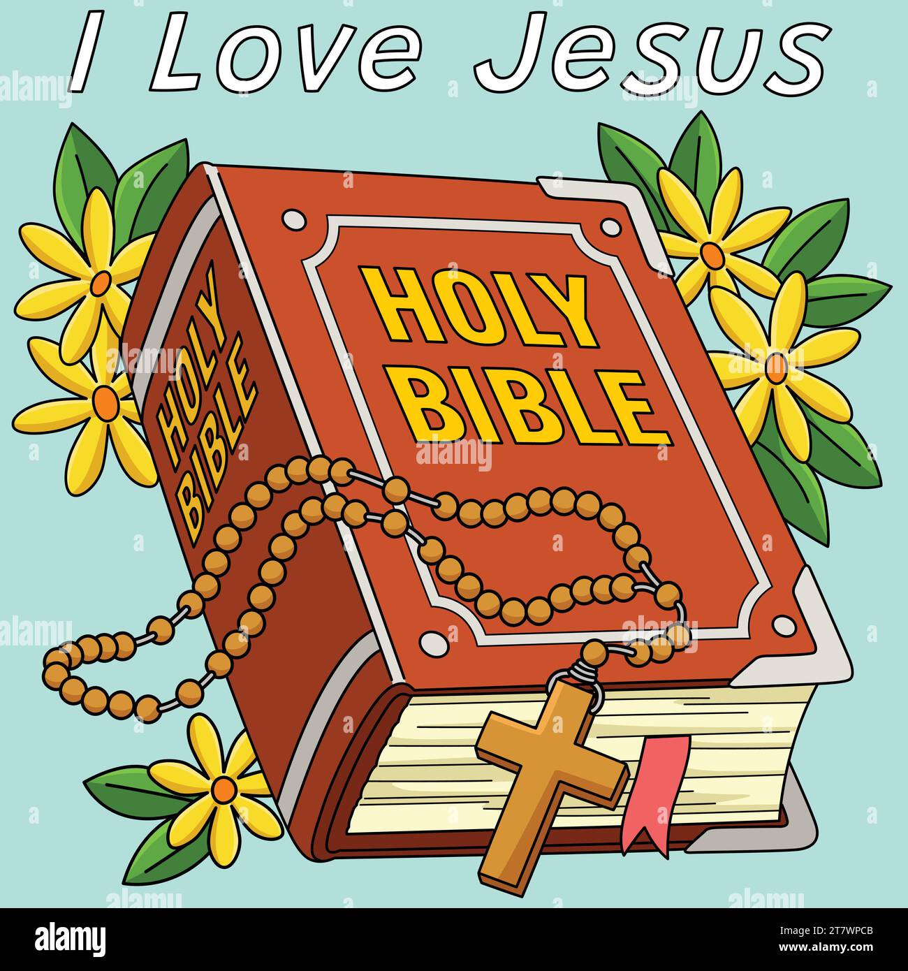 Christian I Love Jesus Colored Cartoon I Stock Vector Image & Art - Alamy