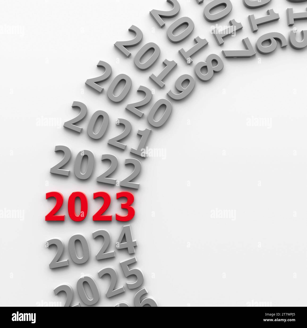 2023 past in the circle represents the new year 2023, three-dimensional rendering, 3D ...