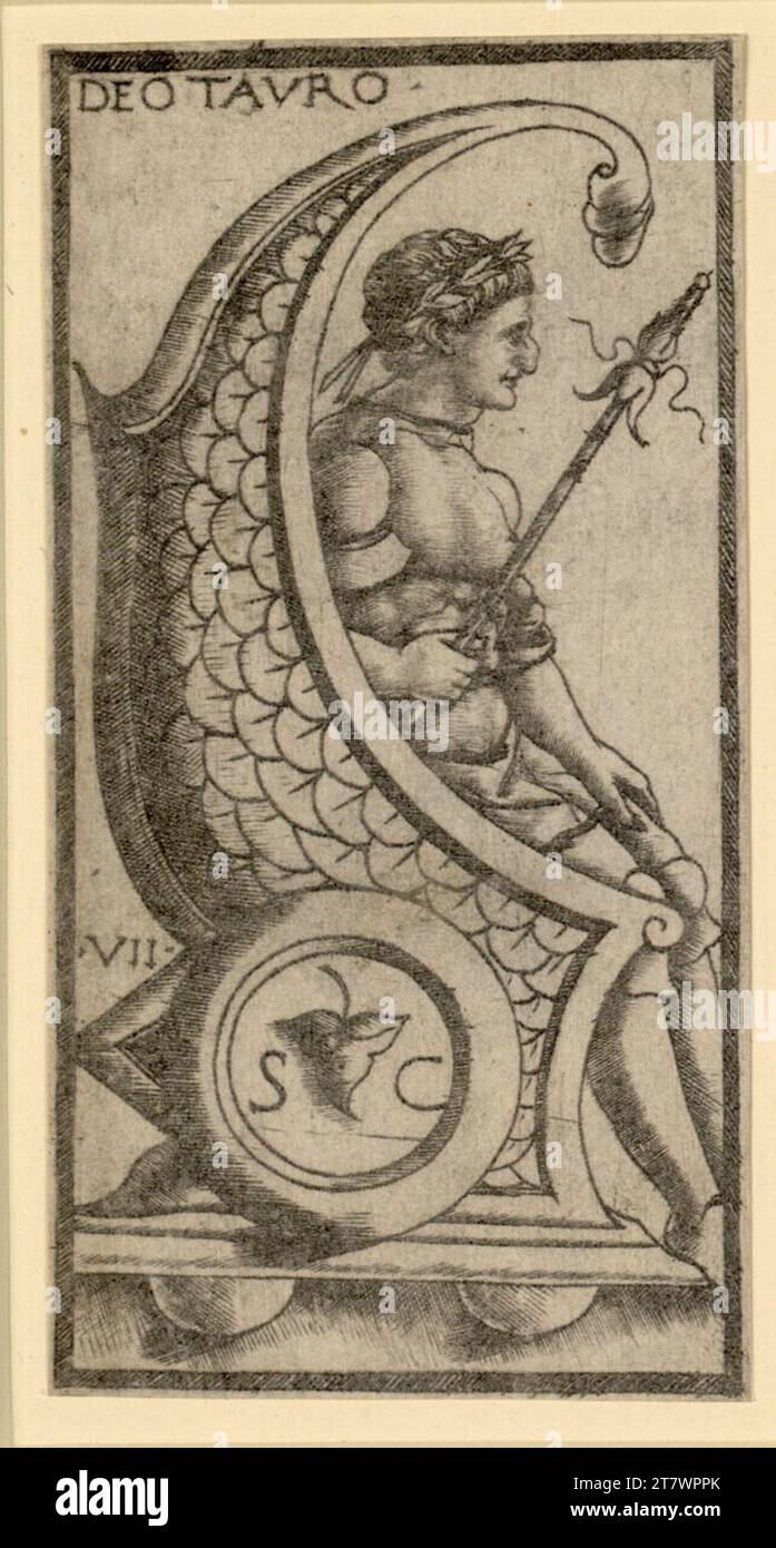 Meister der Sola Busca Tarocchi Tarot VII: Deoturo. Copper engraving ...