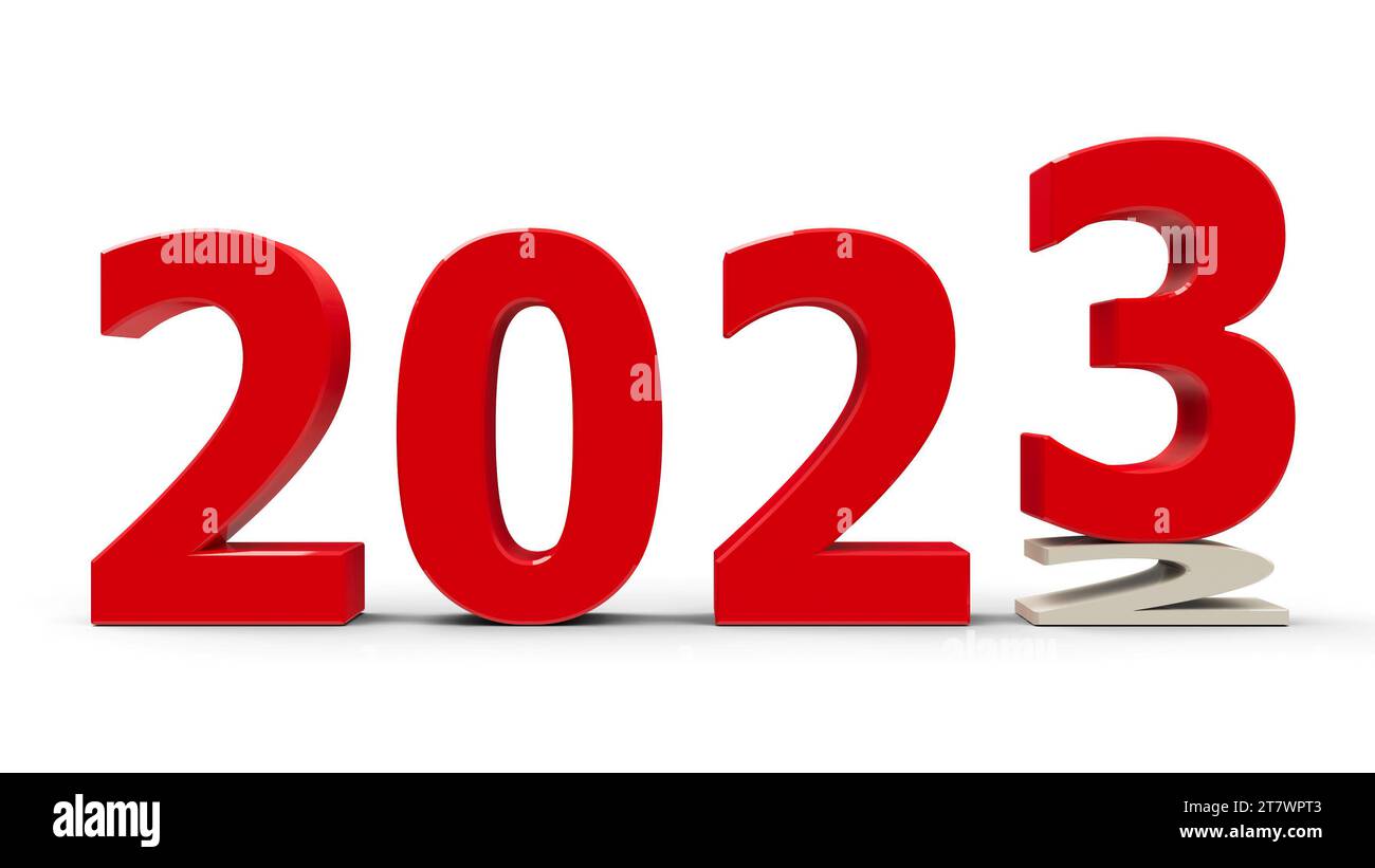 2022-2023 change represents the new year 2023, three-dimensional rendering, 3D illustration ...
