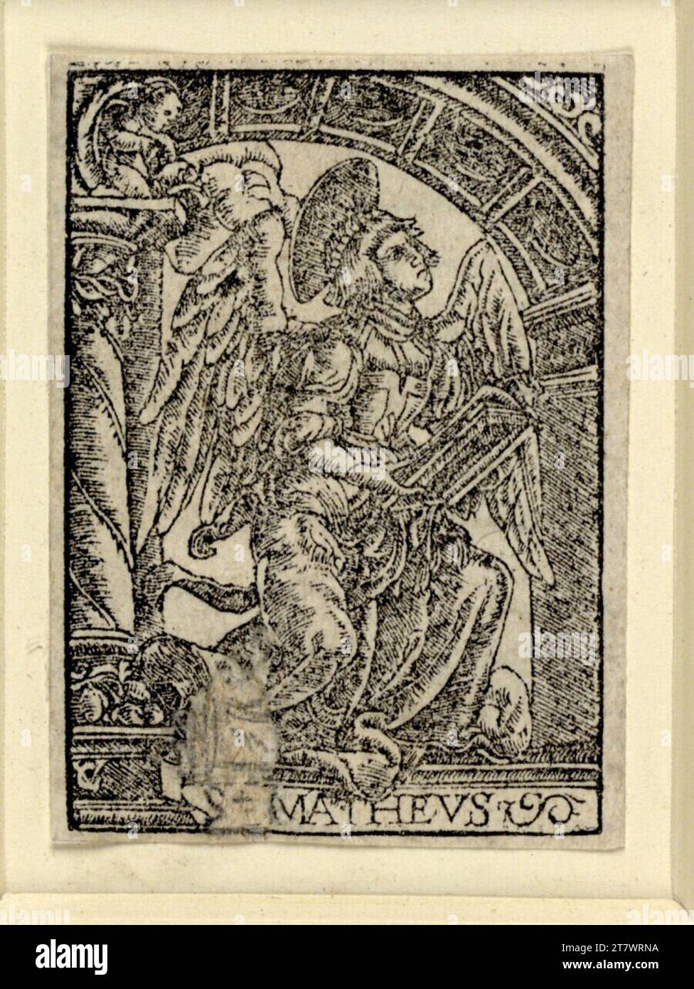 Hans Holbein d. J. Evangelist symbol Matthew. Metal cut, supplemented ...