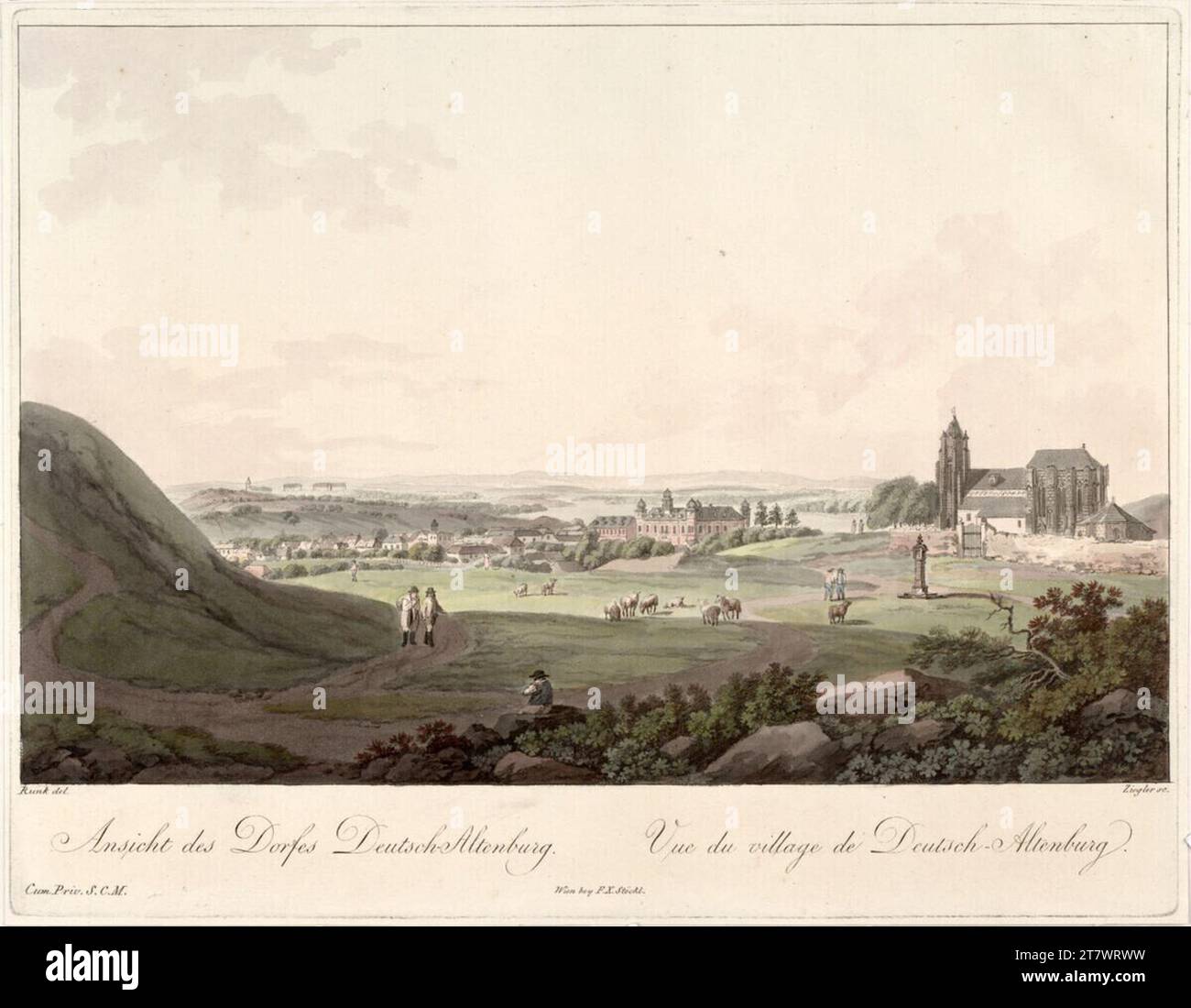 Ferdinand Runk View of German-Altenburg. Etching, colored around 1810 ...