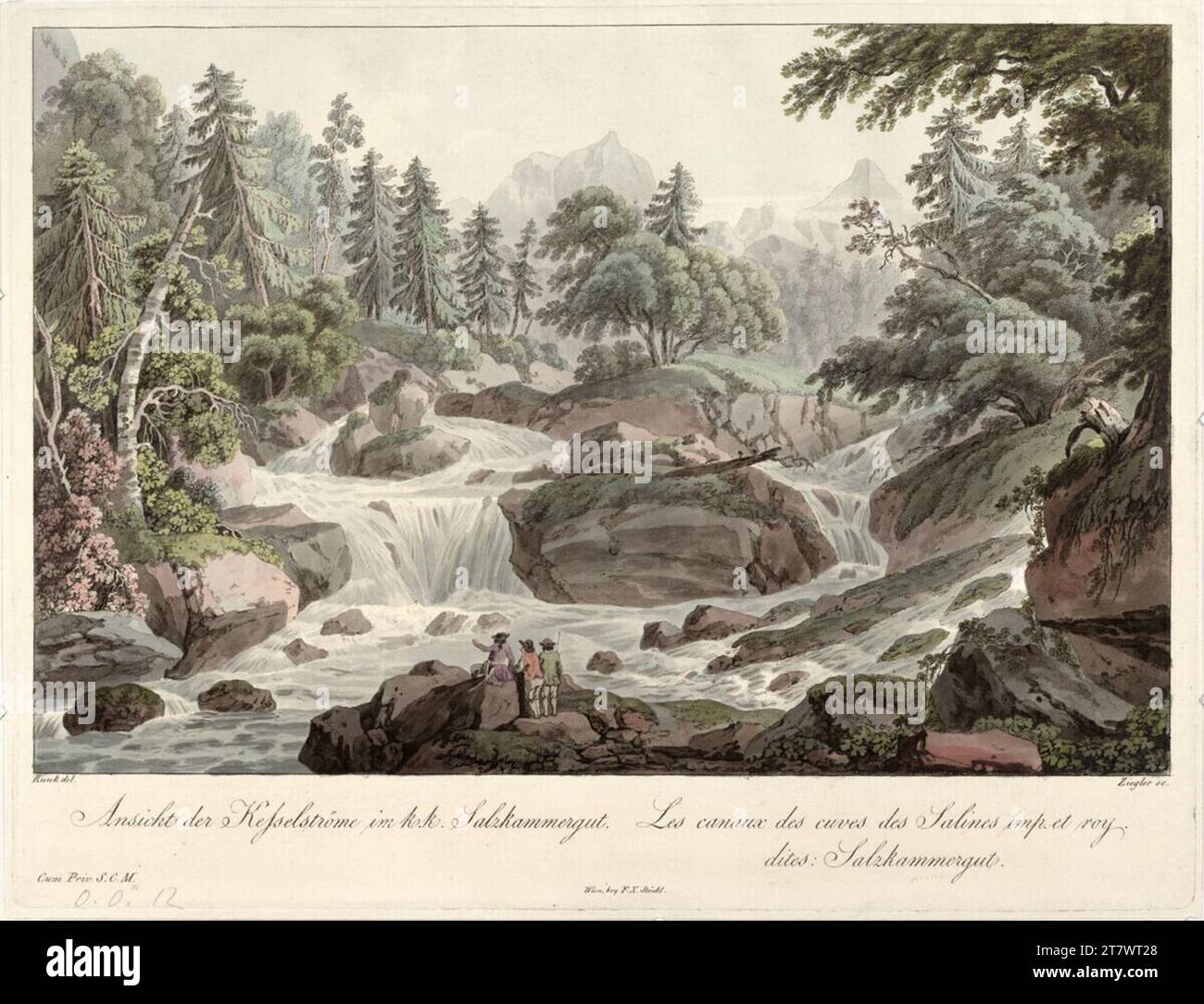 Ferdinand Runk View of the boiler flows in the Salzkammergut. Etching ...