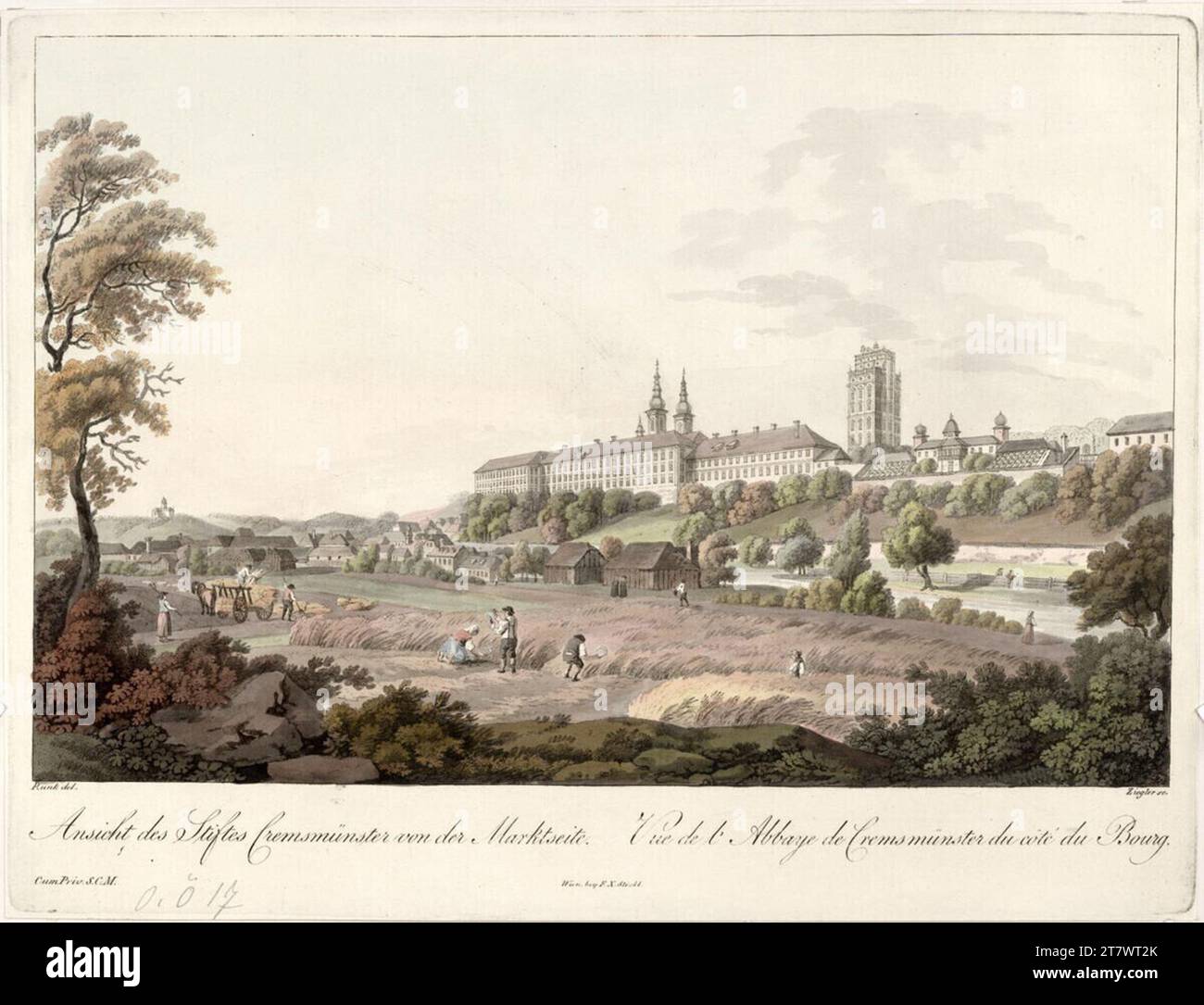 Ferdinand Runk Kremsmünster Abbey. Etching, colored around 1810 Stock ...