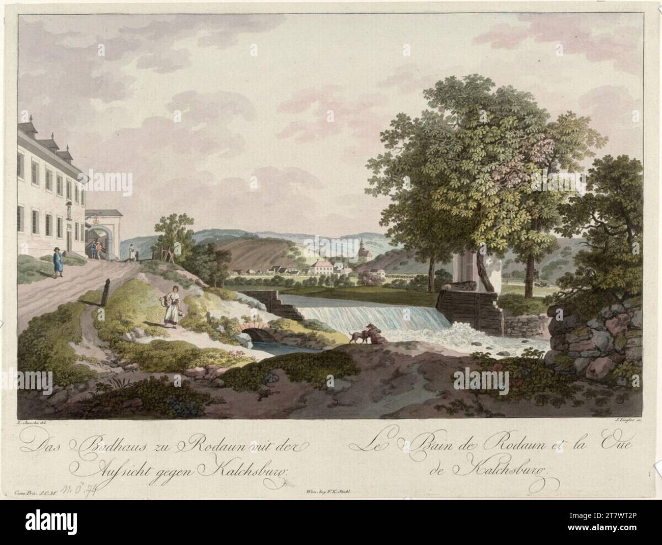 Lorenz Janscha The Badhaus zu Rodaun with the view against Kalksburg ...