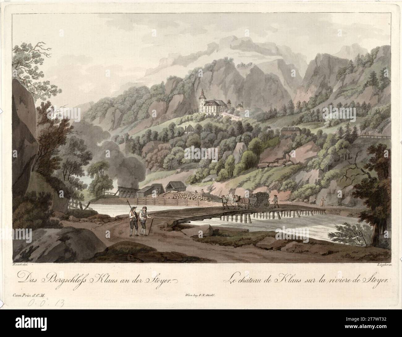 Ferdinand Runk Berg's Raises Klaus. Etching, colored around 1810 Stock ...