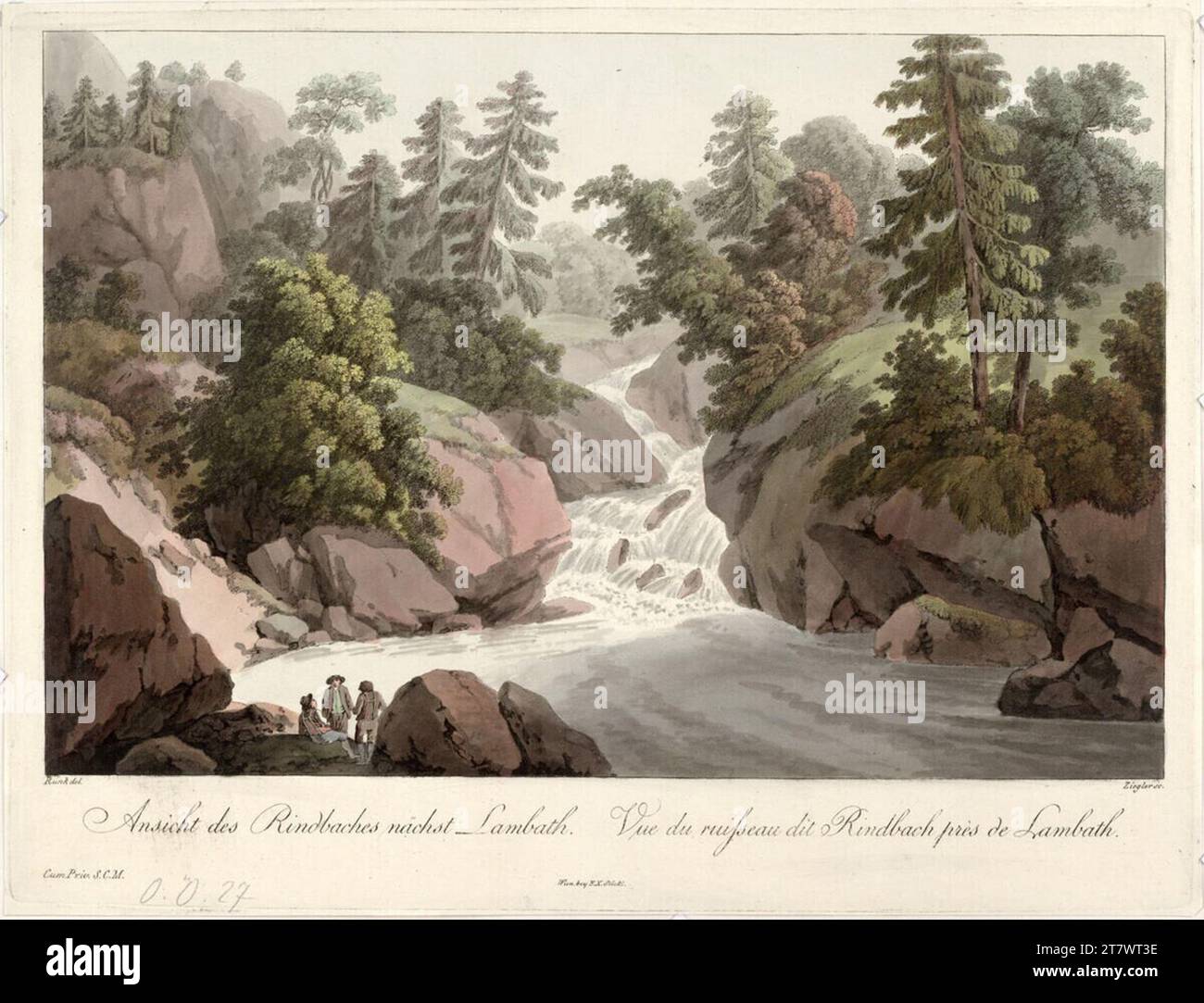 Ferdinand Runk Rindbach. Etching, colored around 1810 Stock Photo - Alamy