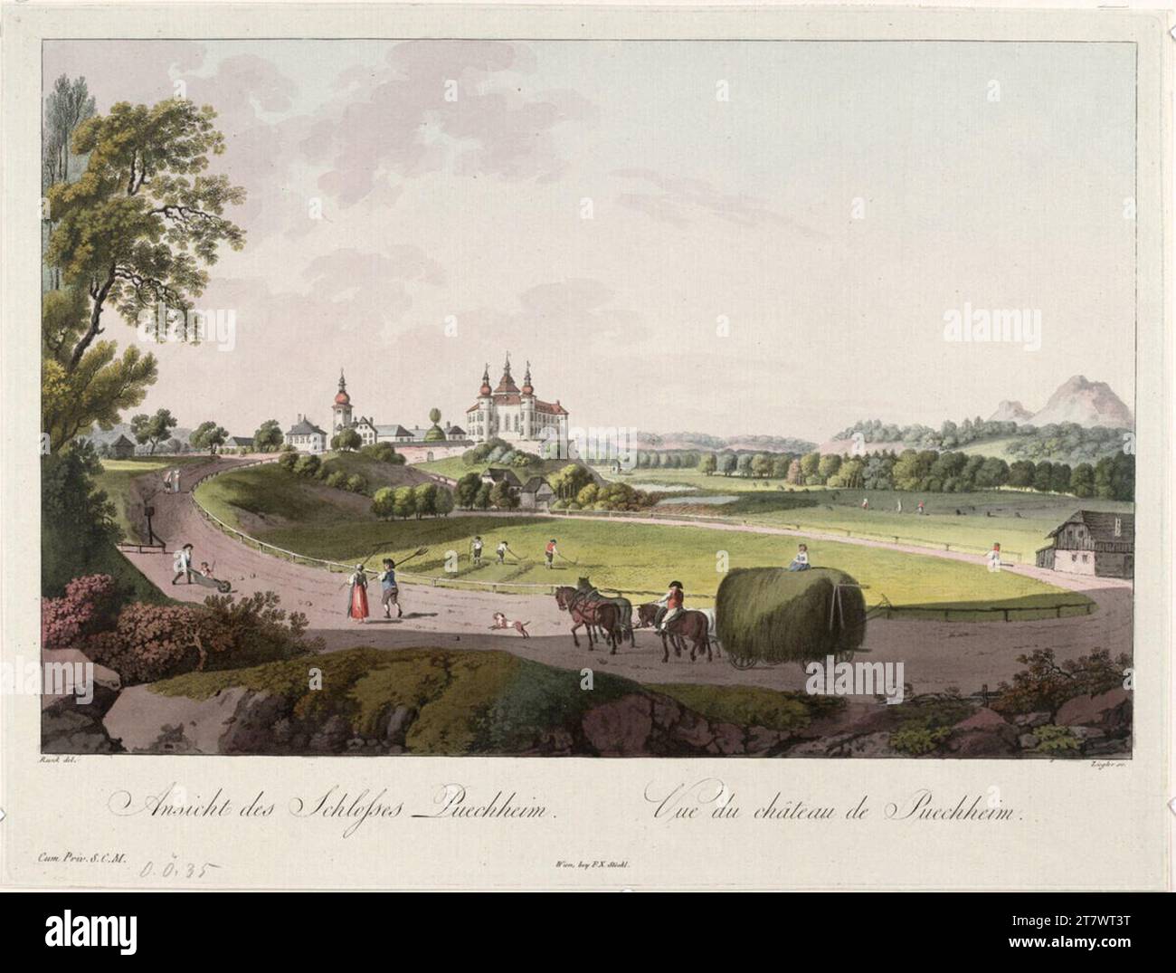 Ferdinand Runk Puchheim Castle. Etching, colored around 1810 Stock ...