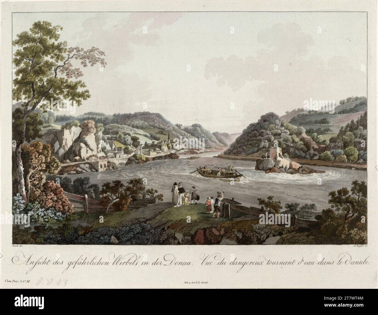 Ferdinand Runk Danube vortex. Etching, colored around 1810 Stock Photo ...