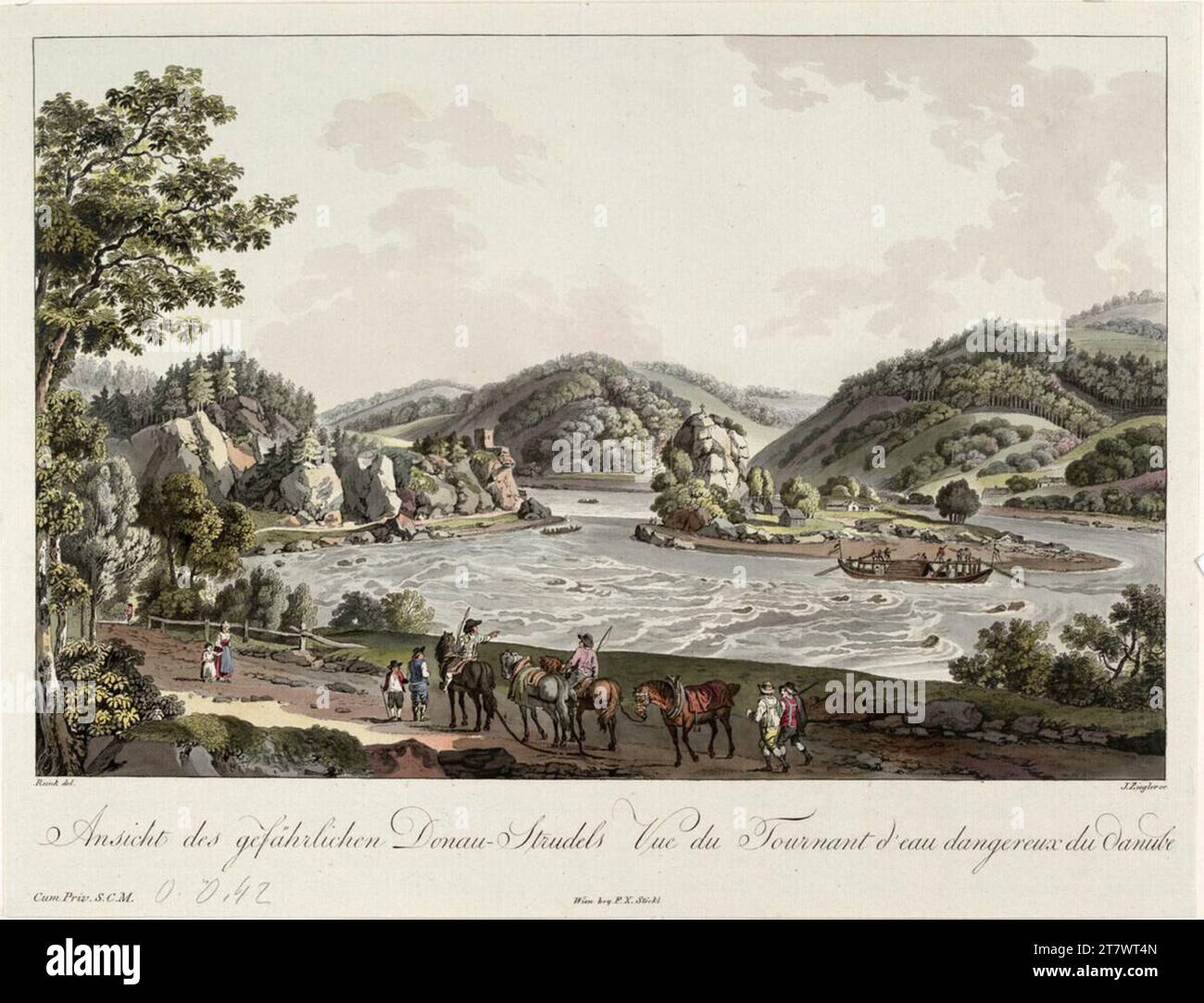 Ferdinand Runk Donaustrudel. Etching, colored around 1810 Stock Photo ...