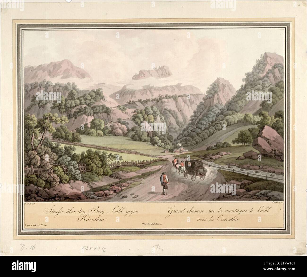 Ferdinand Runk The Loibl Pass. Etching, colored around 1810 Stock Photo ...