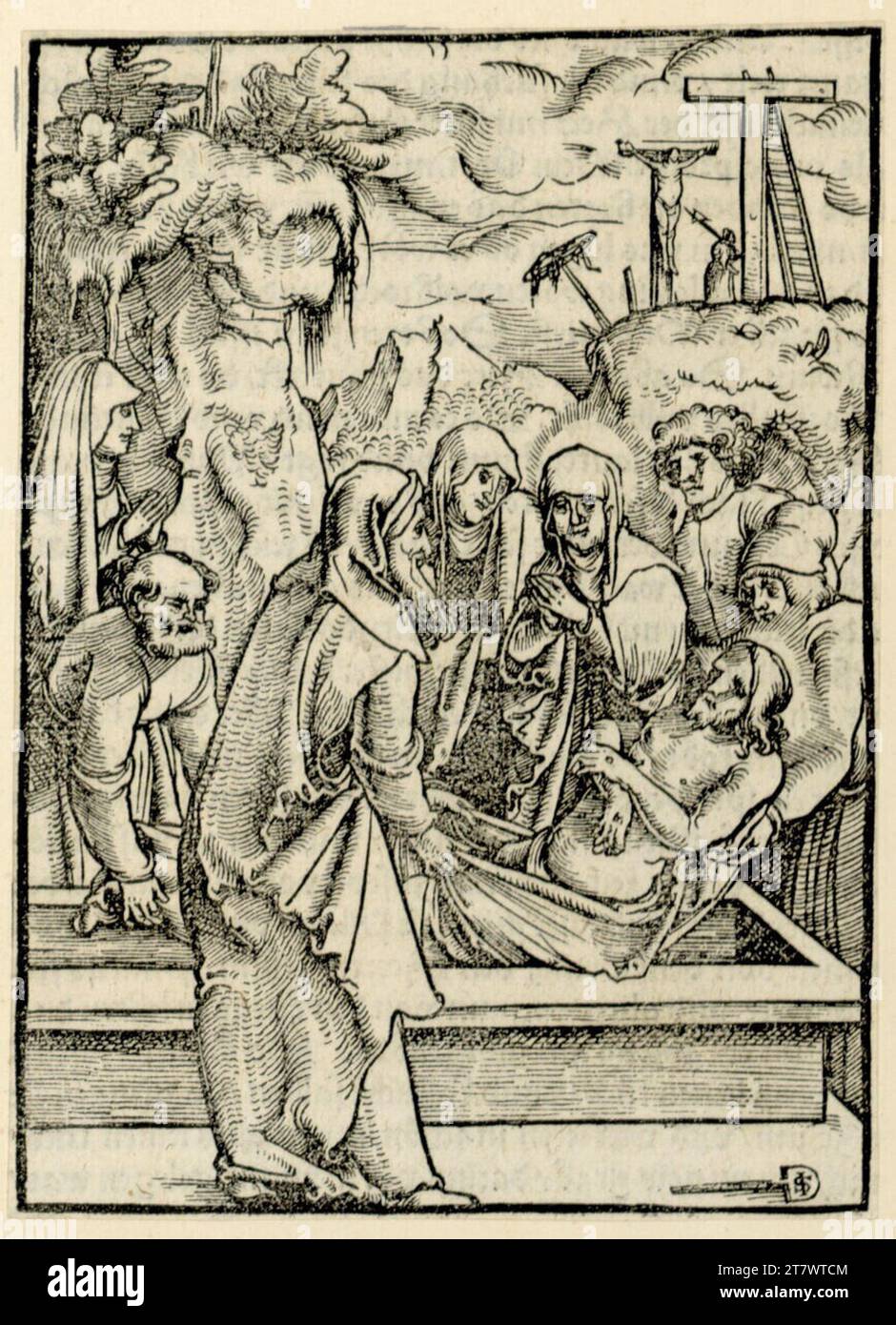 Meister IS mit der Schaufel The burial of Christ. Woodcut, verso type ...