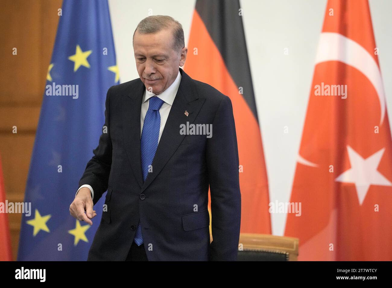 Turkey's President Recep Tayyip Erdogan is pictured at Bellevue Palace ...
