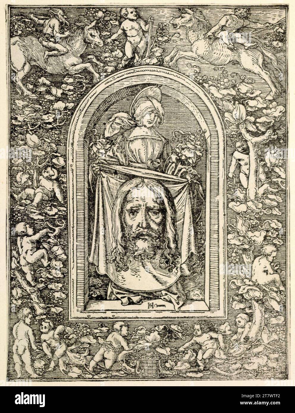 Hans Schäufelin Saint Veronika and the welding cloth of Christ. Woodcut ...