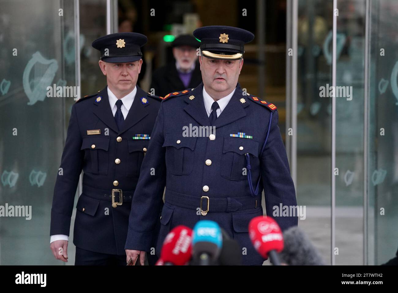 Chief Superintendent Tony Lonergan makes his way to speak to the media ...