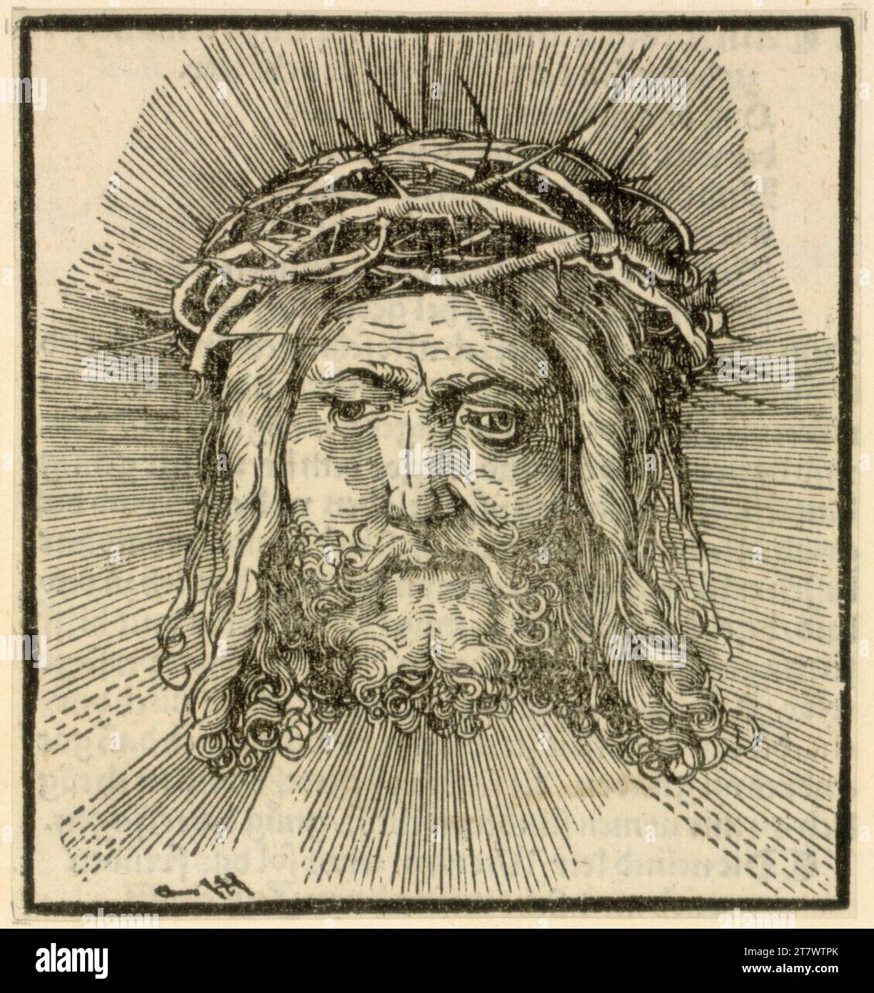Hans Schäufelin The crowned head of Christ. Woodcut 1517 , 1517 Stock ...