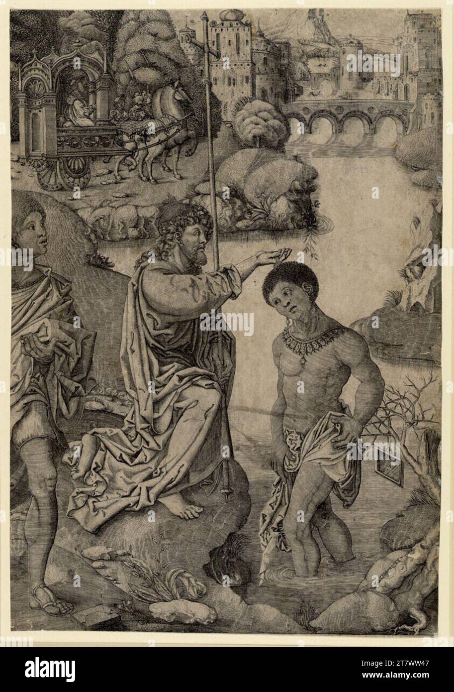 Monogrammist AC The baptism of the eunuch. etching after 1524 Stock ...