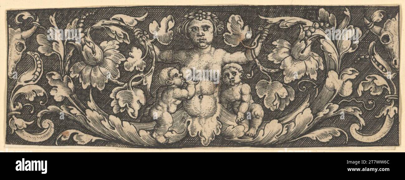 Monogrammist AC Vignette with a siren and two children. etching 1 ...