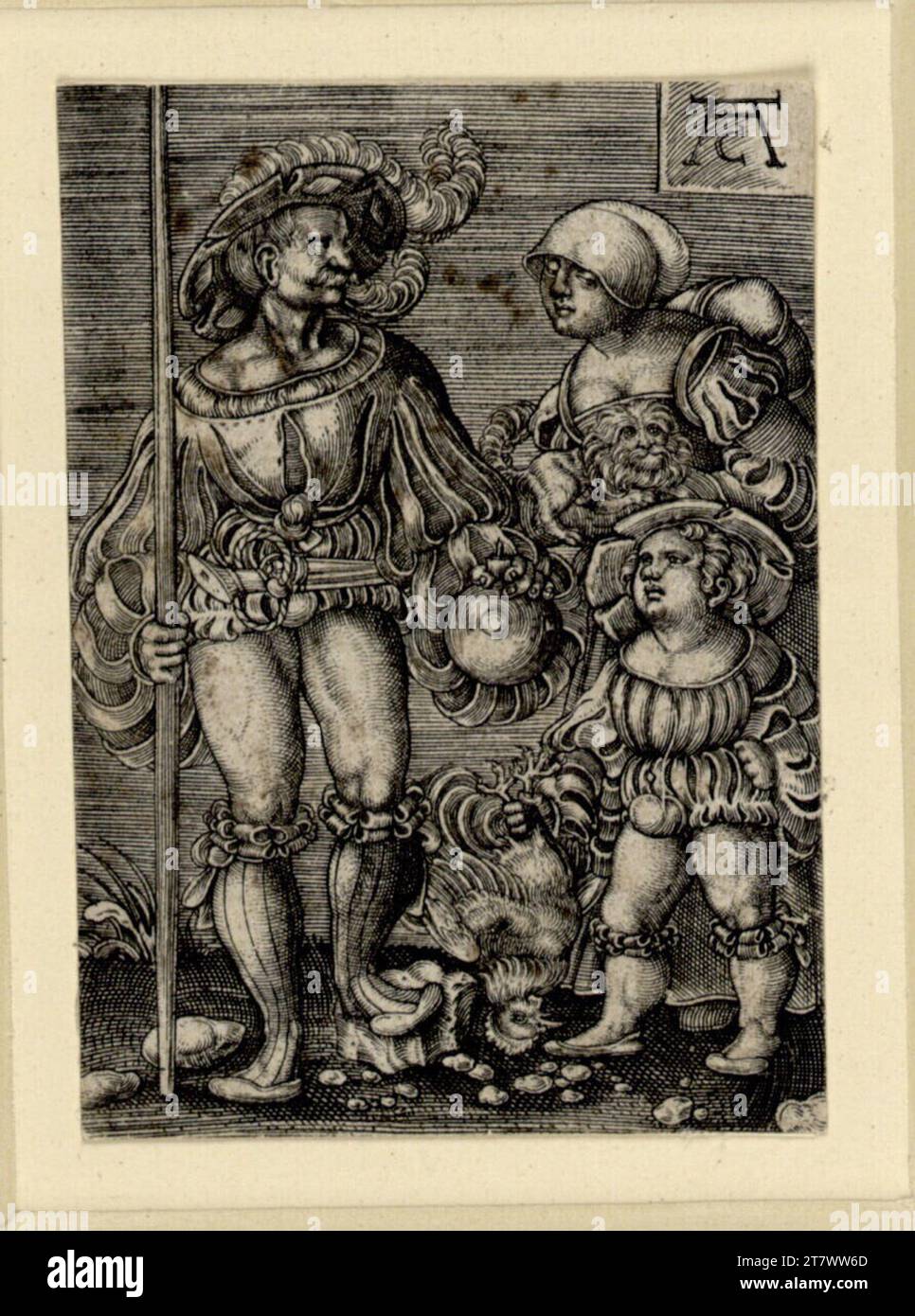 Monogrammist AC The warrior and his family. Copper engraving print 1 ...