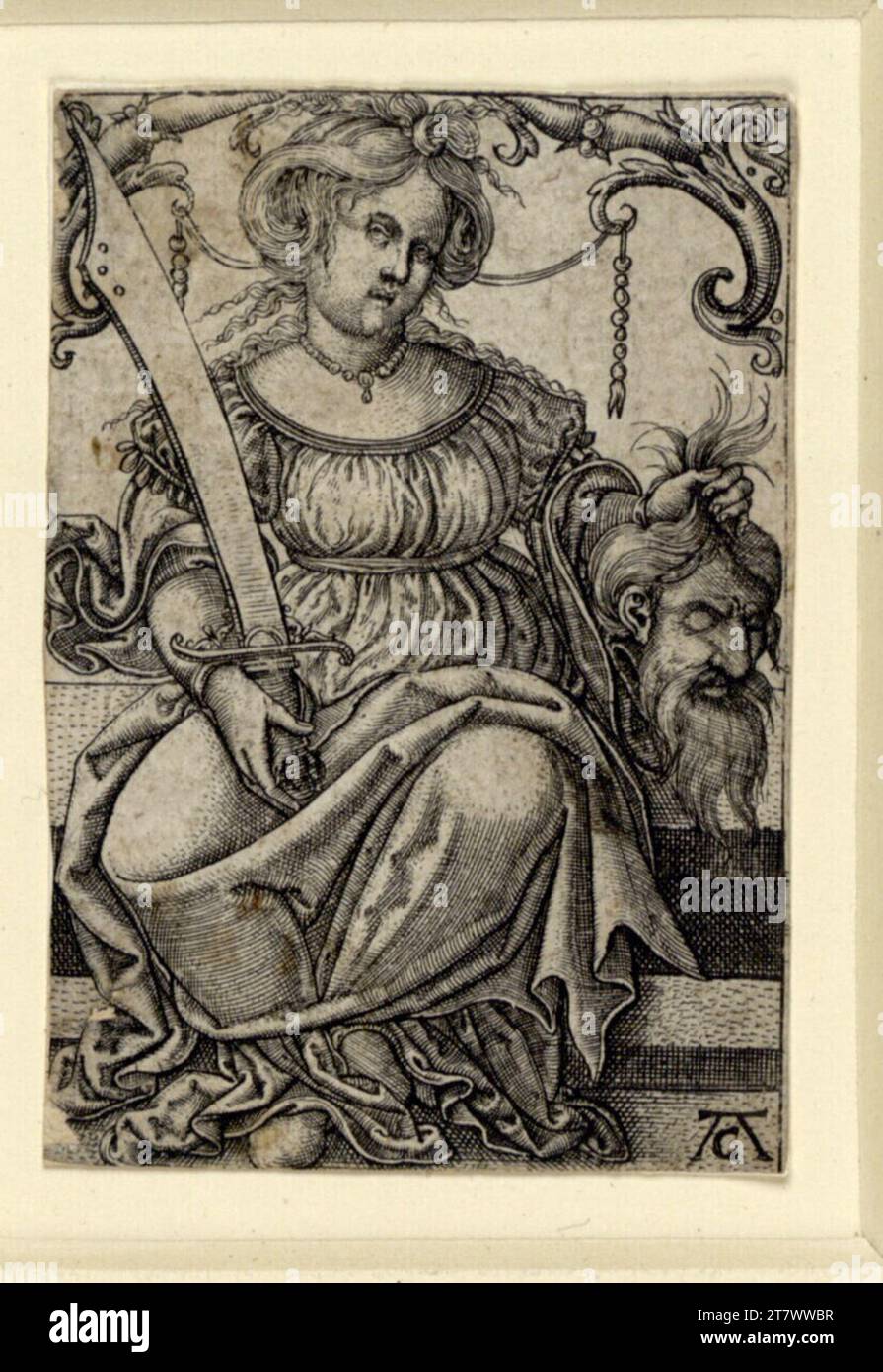 Monogrammist AC Judith, sitting, with the head of the Holofernes ...