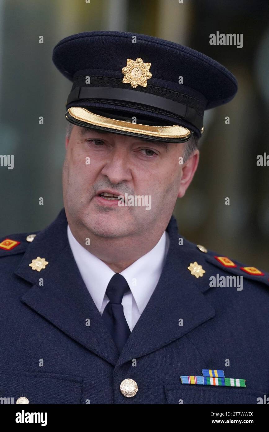 Chief Superintendent Tony Lonergan speaks to the media outside the ...