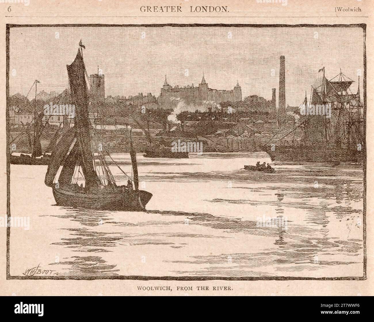 Engraving of View on Woolwich from the Thames from the book: “Greater ...