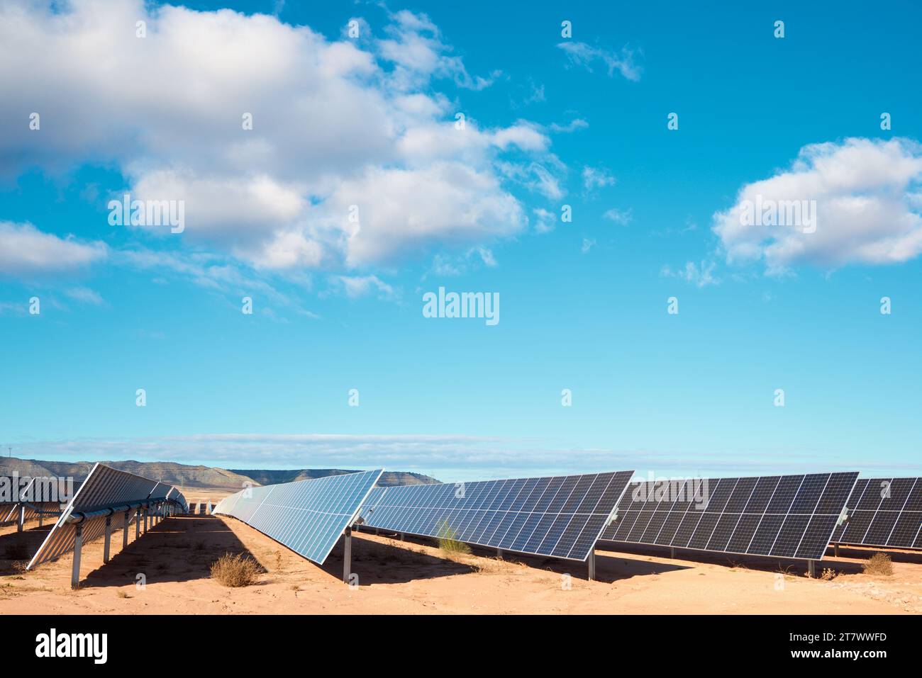Solar panels for renewable electrical energy production in Muel, Spain ...