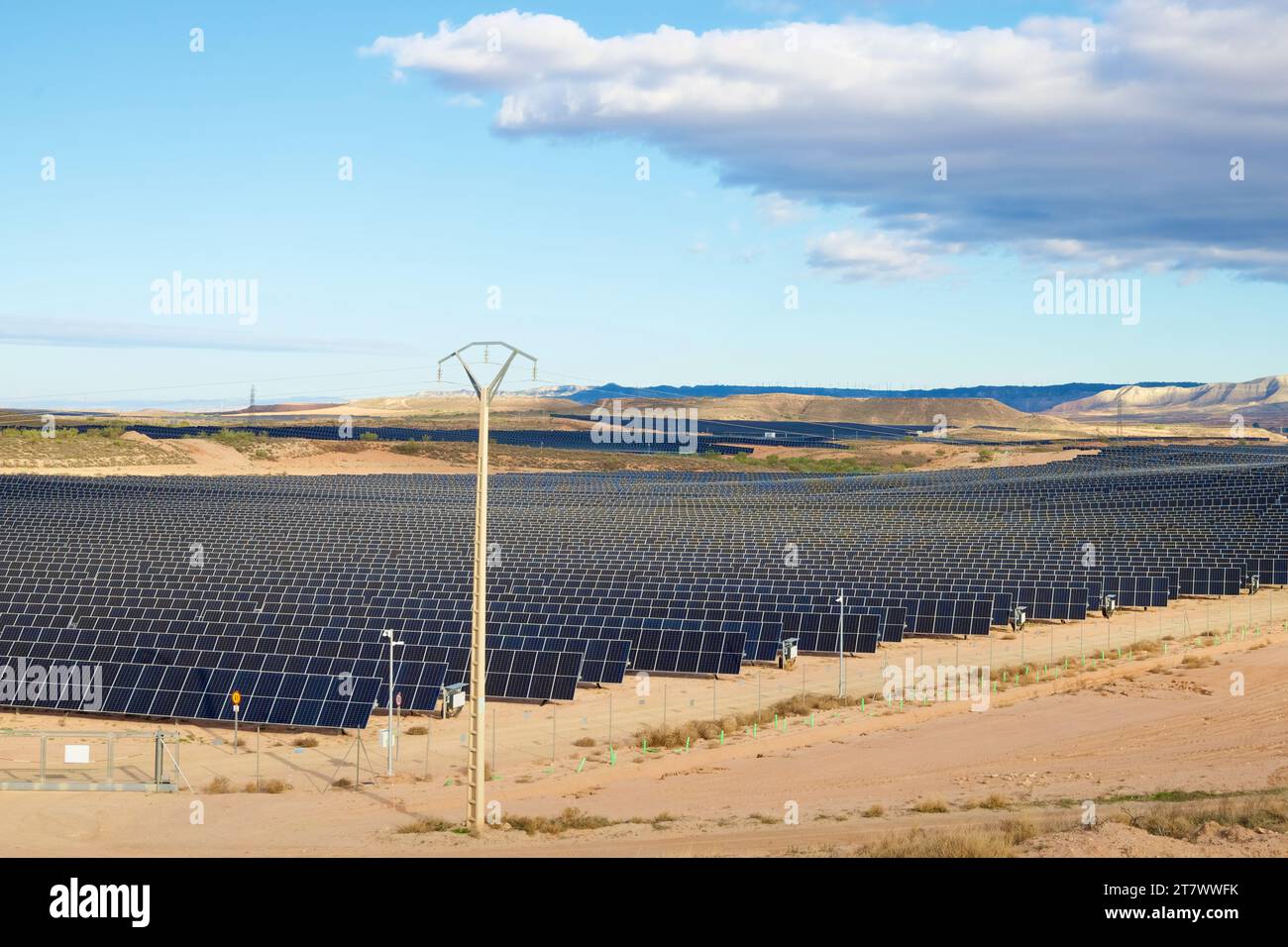 Many solar panels for renewable electrical energy production in Muel ...