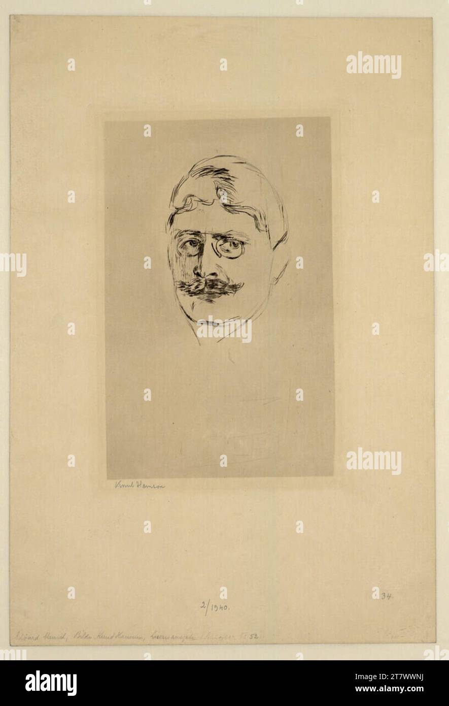 Edvard Munch Knut Hamsun. Cold pin on the copper plate in black 1896 ...