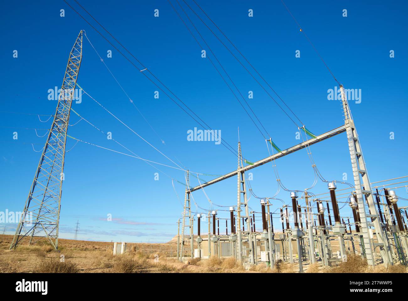 Electrical substation for energy distribution in Zaragoza, Spain Stock ...