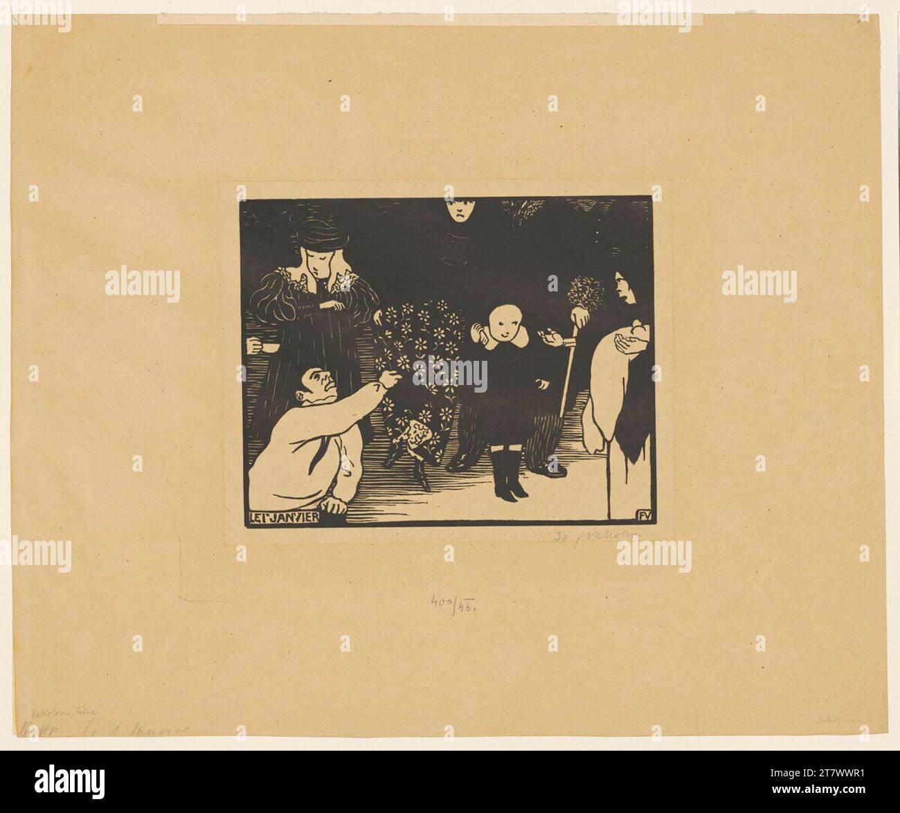 Félix Vallotton January 1st. Woodcut 1896 , 1896 Stock Photo - Alamy