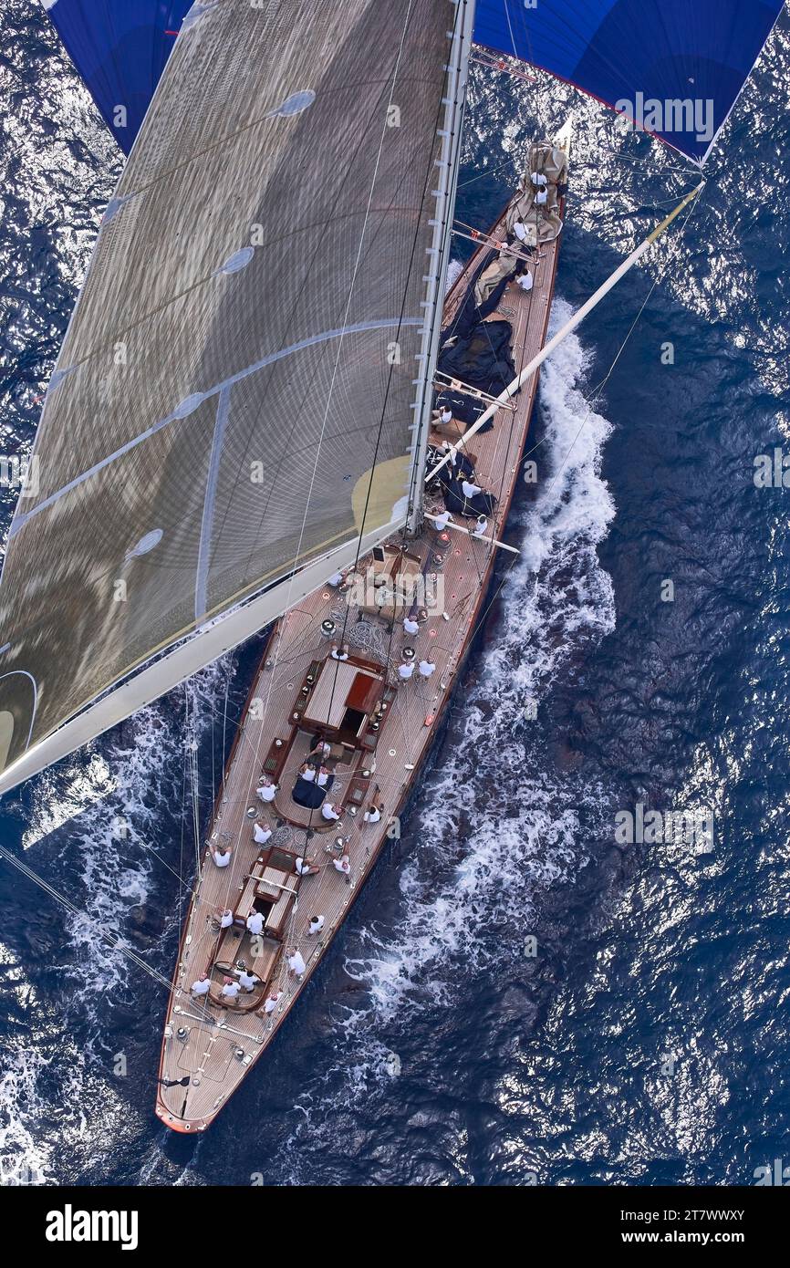 Aerial helicopter photo of J Class sailing yacht VELSHEDA under full ...
