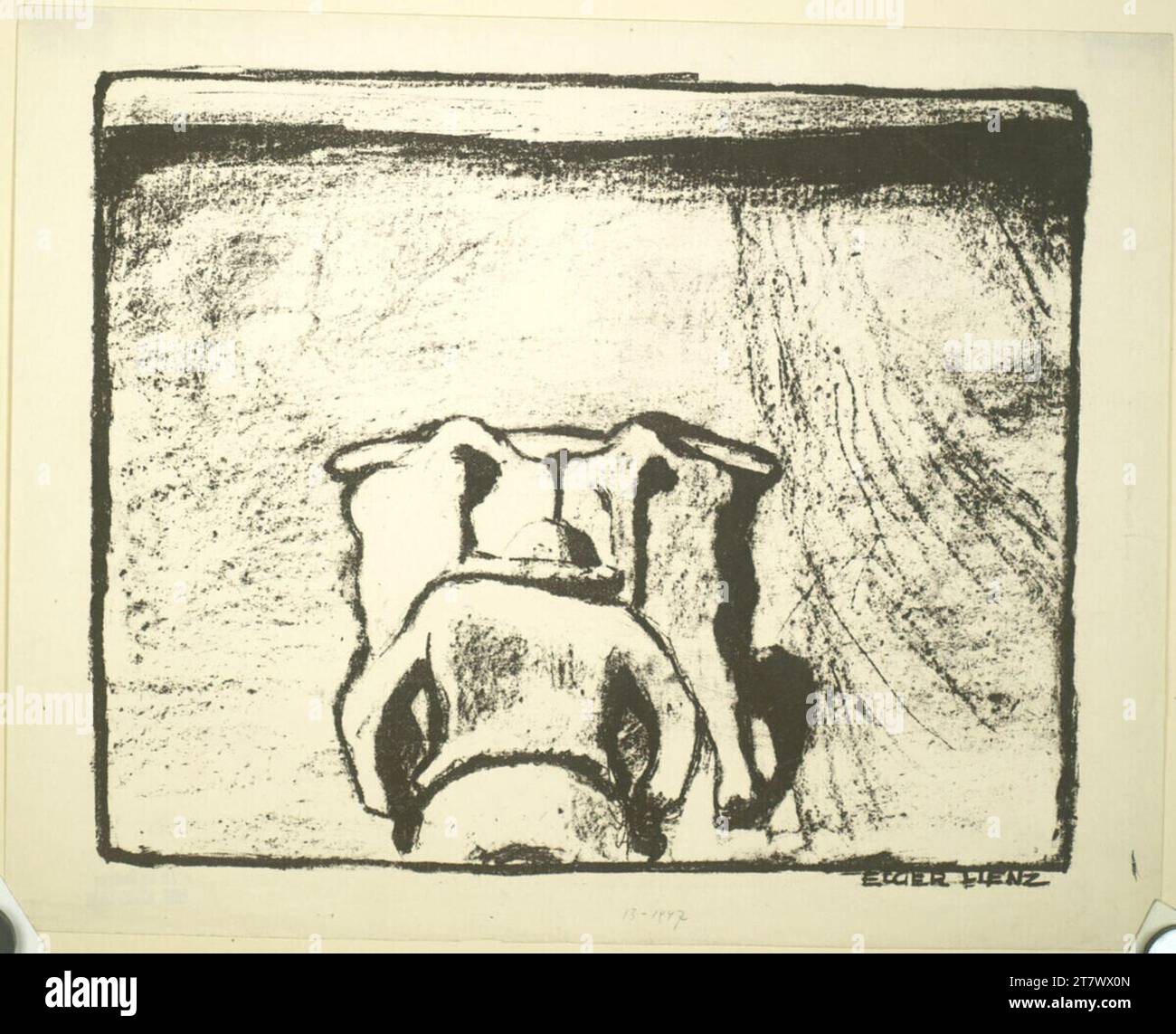 Albin Egger-Lienz The plow. Lithography 1923 , 1923 Stock Photo - Alamy