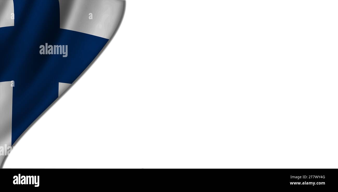 White background with Finland flag on the left. 3D illustration Stock ...