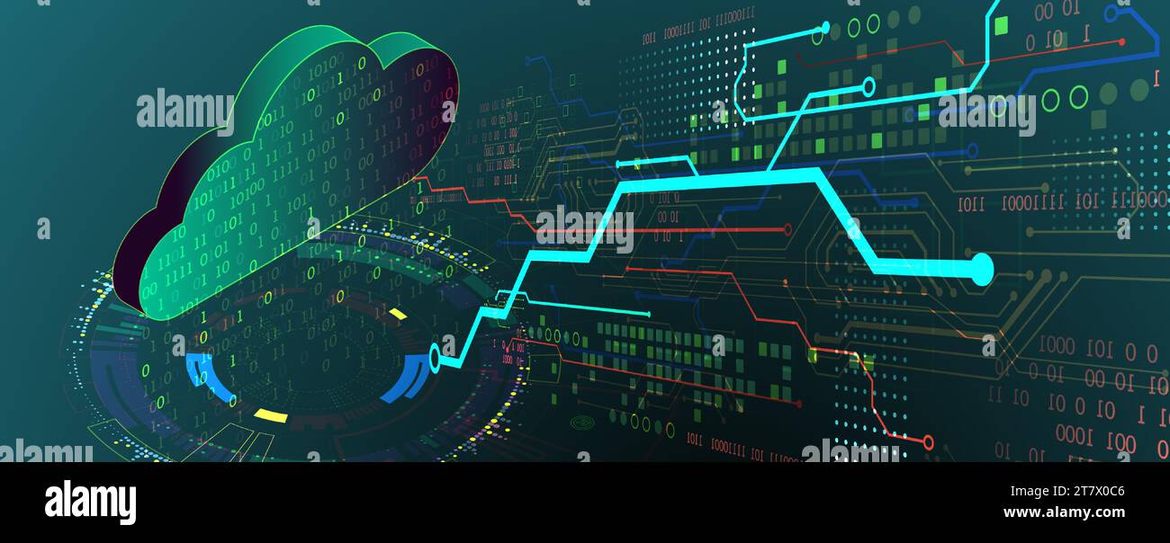 Cloud computing concept.Abstract connection technology background. Hand drawn vector Stock ...