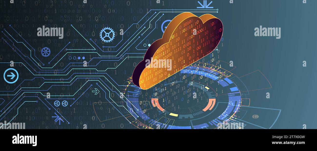 Cloud computing concept.Abstract connection technology background. Hand drawn vector Stock ...