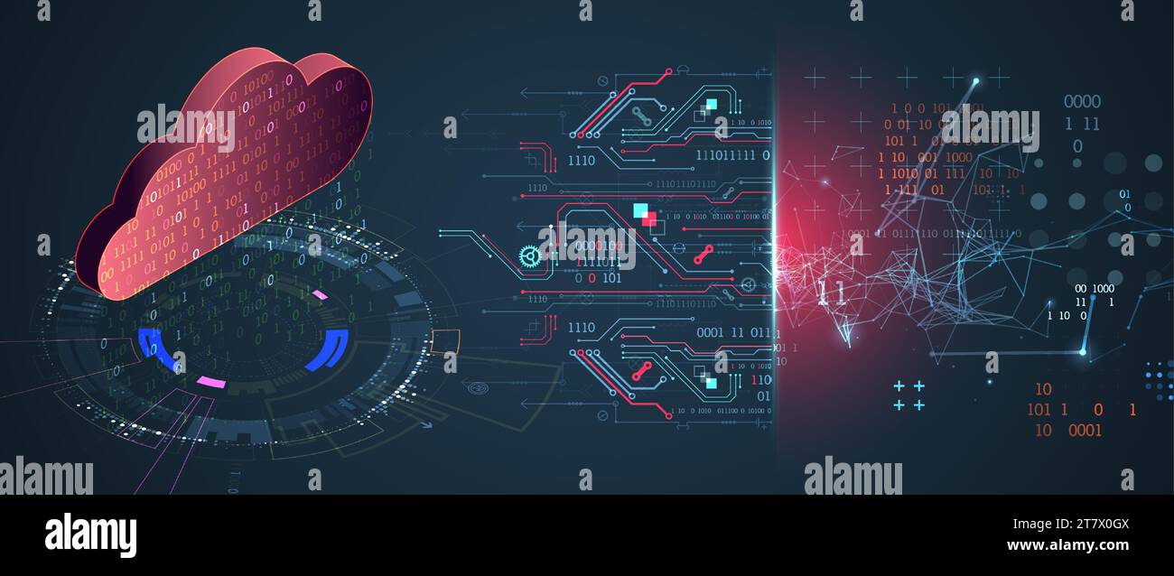 Cloud computing concept.Abstract connection technology background. Hand drawn vector Stock ...