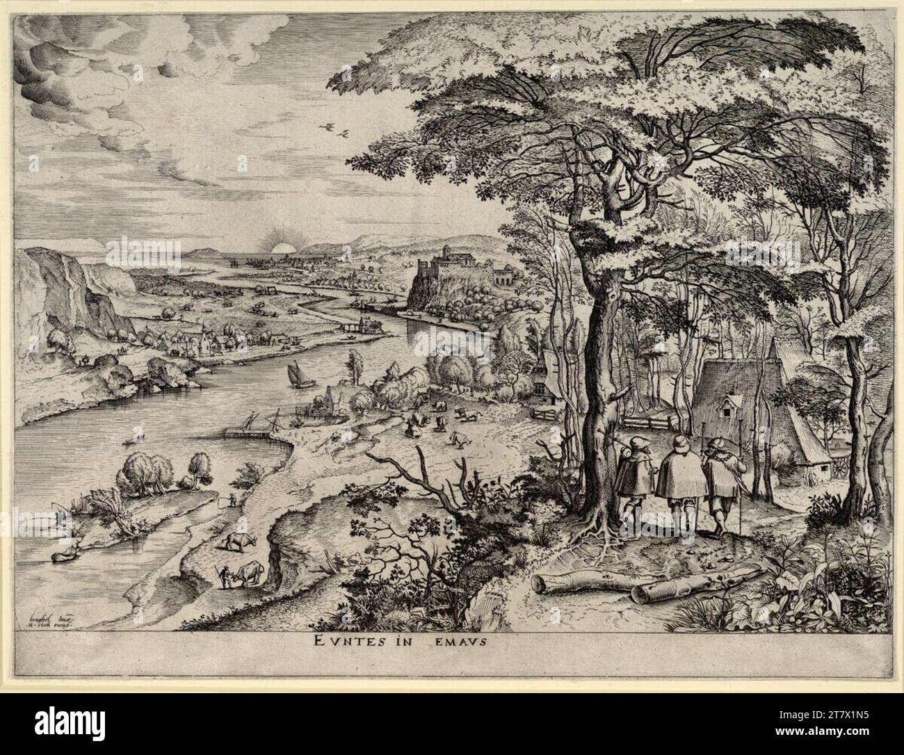 Pieter Bruegel d. Ä. Euntes in Emaus (the way to Emmaus). Etching and ...