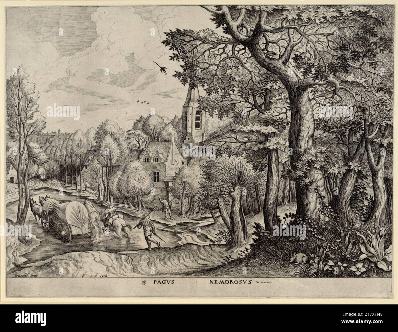 Pieter Bruegel d. Ä. Pagus nemorosus (forest area). Etching and copper ...